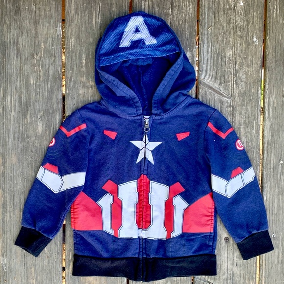 Marvel | Jackets & Coats | Marvel Captain America Hoodie 3t Avengers ...